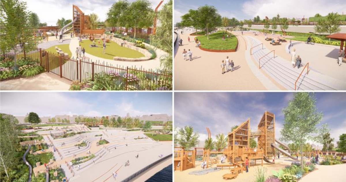 Huge timber towers mark start of construction of iconic play areas in ...